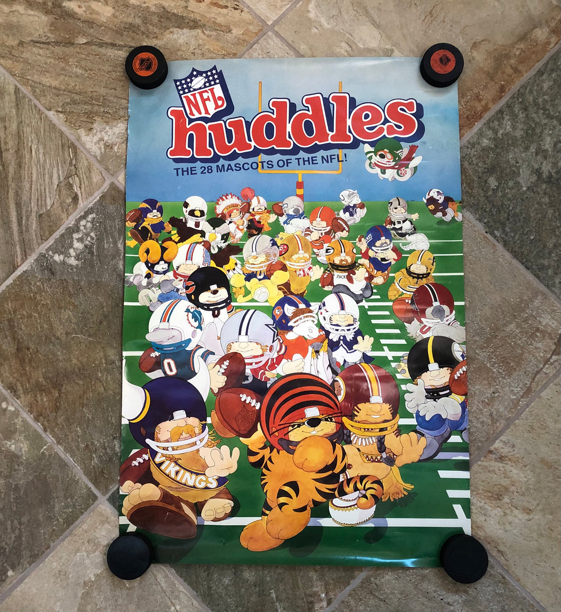 Vintage Huddles Cartoon NFL Football Full Size Poster – Stuck In The ...