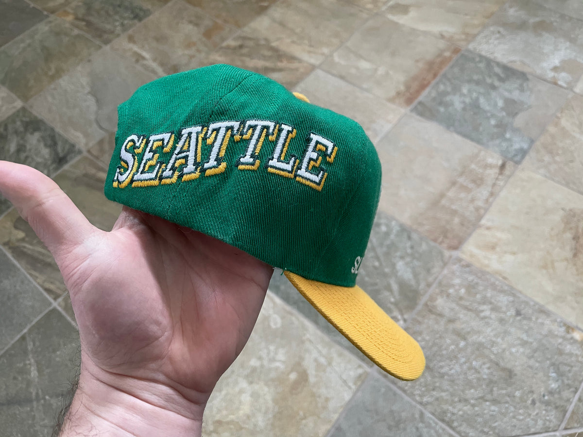 Vintage Seattle SuperSonics Sports Specialties Side Script Snapback Ba ...