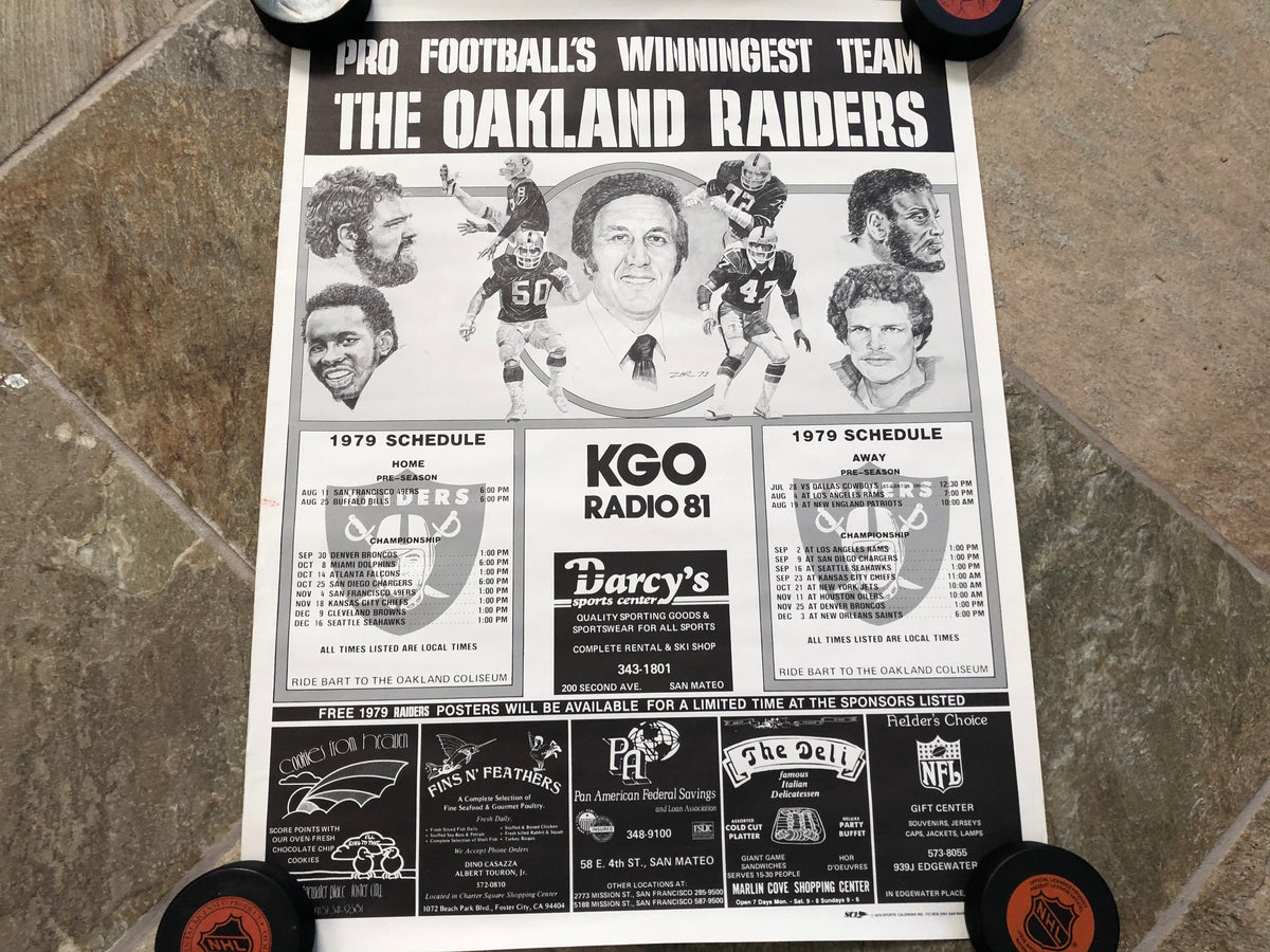 Vintage Oakland Raiders 1979 Team Schedule NFL Football Poster – Stuck ...