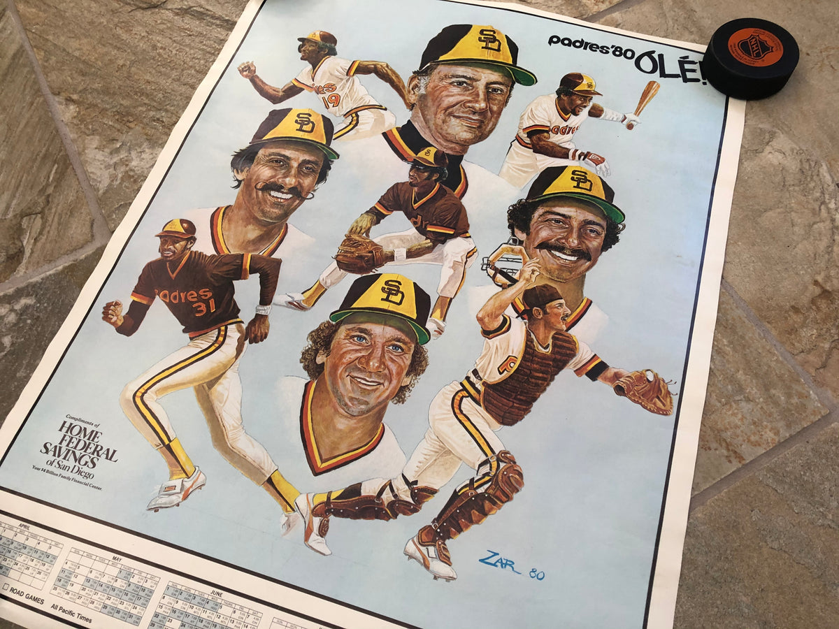Vintage San Diego Padres 1980 Baseball Schedule Poster – Stuck In The ...